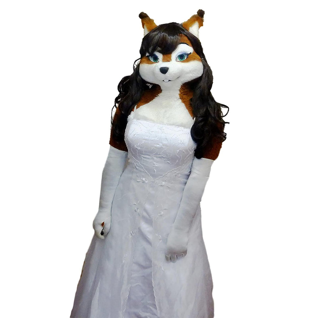 New Fursuit Miss Fox White Wedding Dress Cat Costumes – FurryMascot
