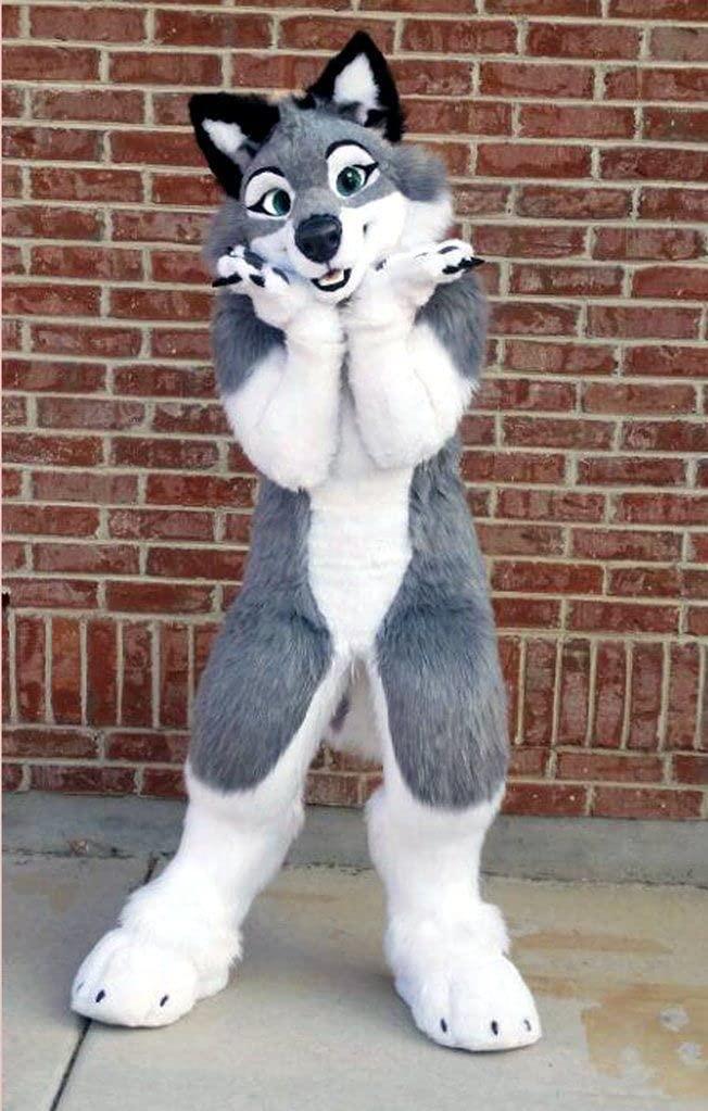 Grey American Cooker Spaniel Huksy Dog Fursuit Teen Costumes Child Ful ...