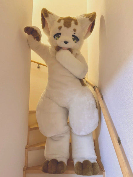 Japan Kemono Kawaii White Cat Fursuit Teen Costumes Caribou Full Furry ...
