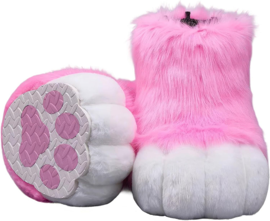 Furry Faux Animal Paw Slippers, Cosplay Animal Cat Wolf Dog Fox Fur C ...