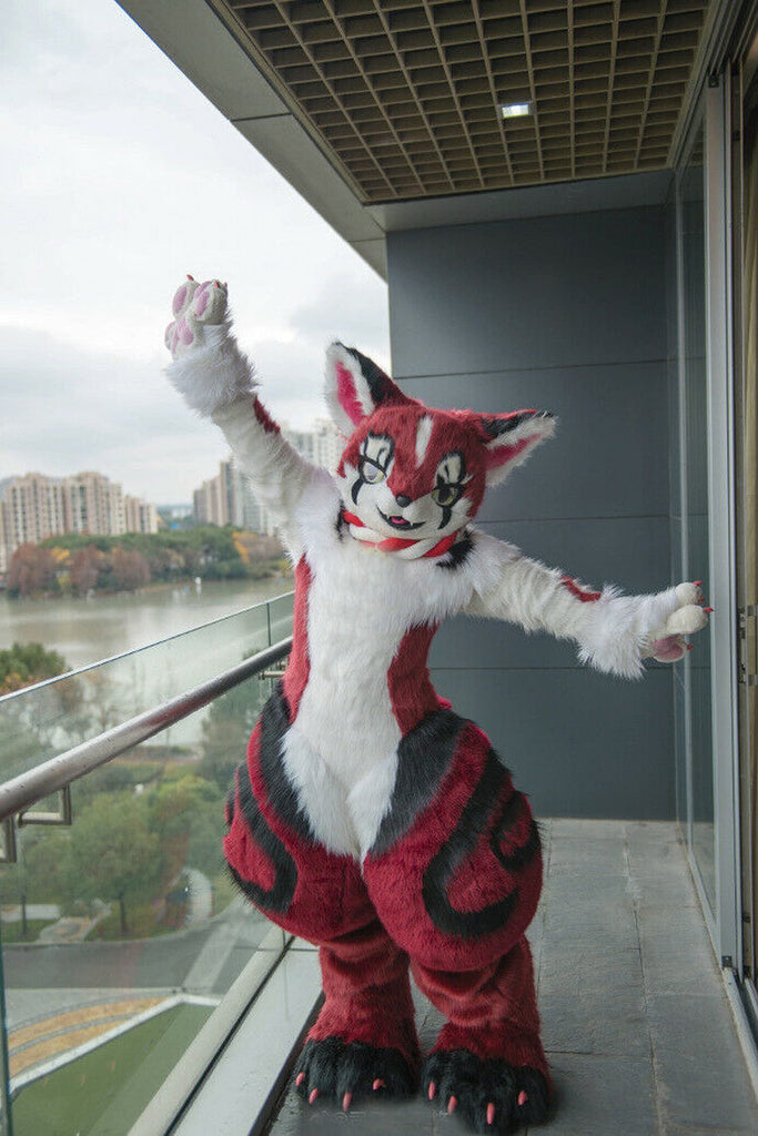 Red Cat Digitigrade Costume Bent Legs Fursuit Fullsuit Teen Costumes F ...