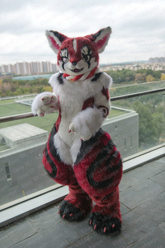 Red Cat Digitigrade Costume Bent Legs Fursuit Fullsuit Teen Costumes F ...