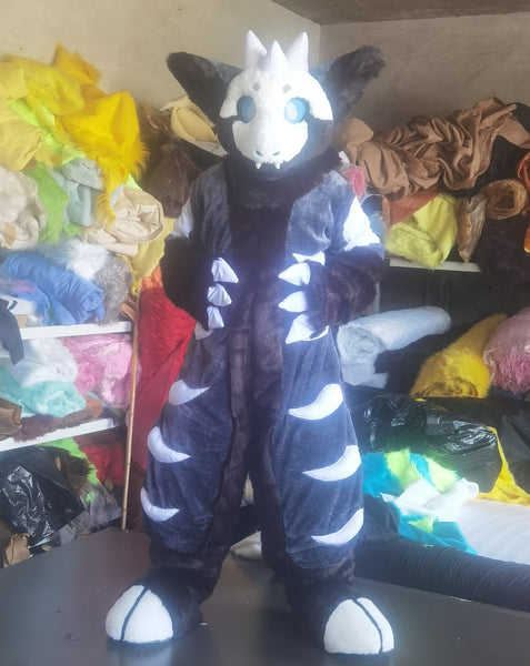 Black Horn Dragon Fox Cat Fursuit Kigurumi Furry Costumes Size M ...