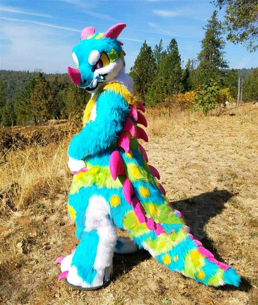 Best Quality on Blue Dragon Fursuit Furry Mascot Costume Suit Cosplay ...