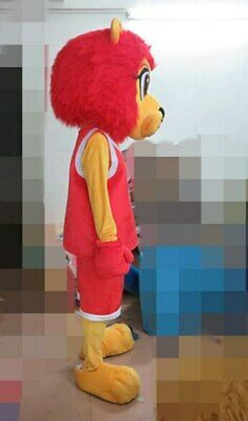 Cartoon Red Lion Mascot Costume Suits Cosplay Party Game Dress Apparel ...
